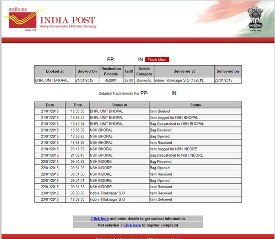 Tracking Inland Speed Post - Tanya Tanya